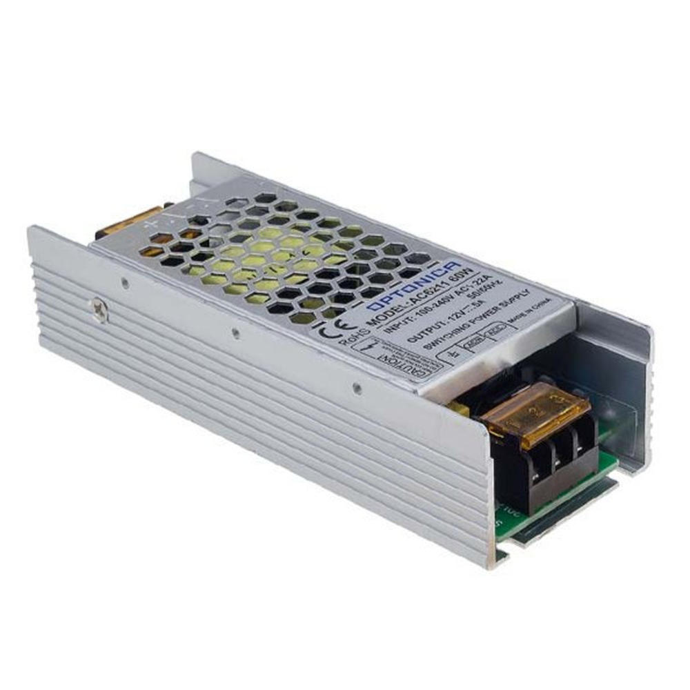 Sursa alimentare banda LED 12V 60W 5A - METAL - optonica.ro
